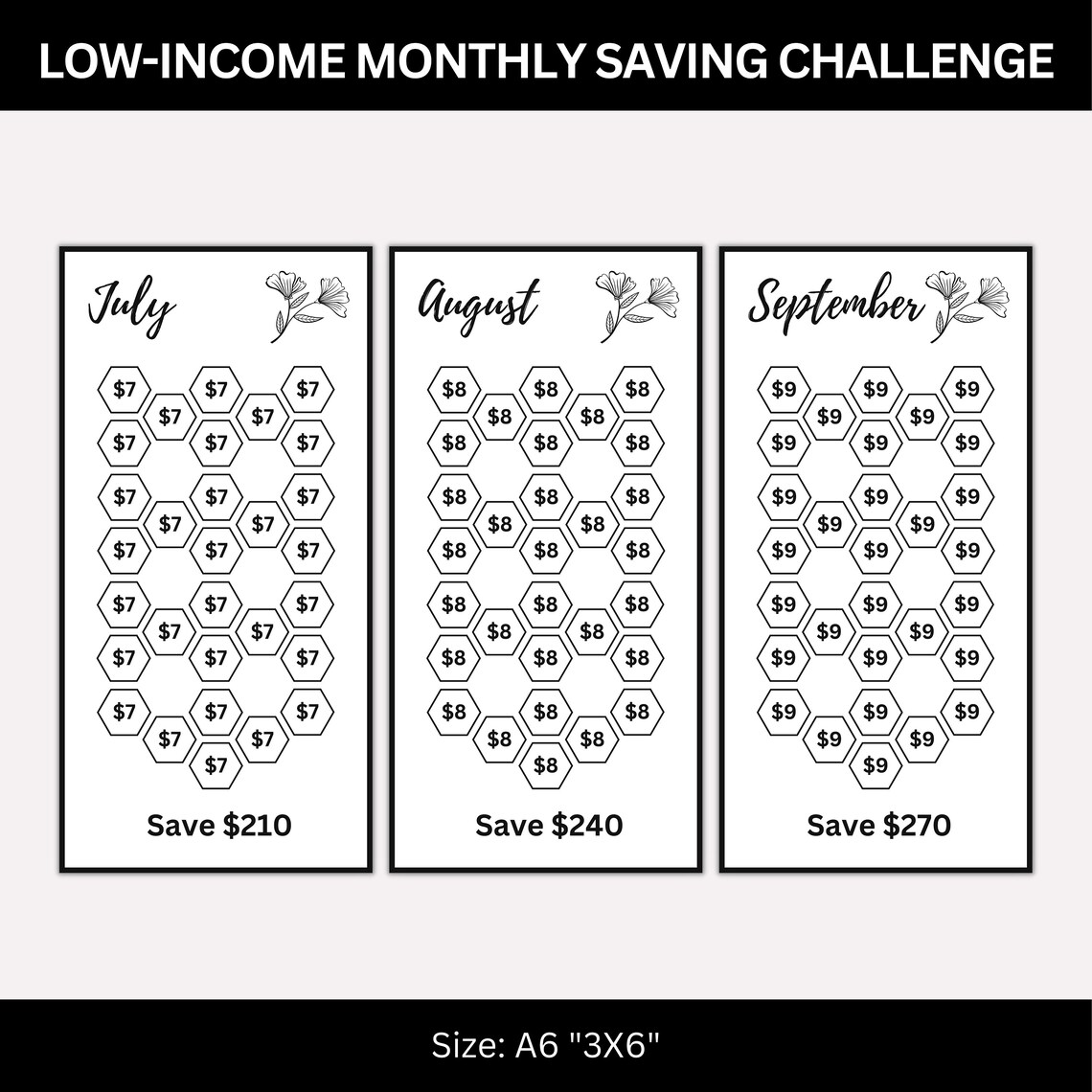 Monthly Low Income Saving Challenge Printable, Mini A6 Low Income ...