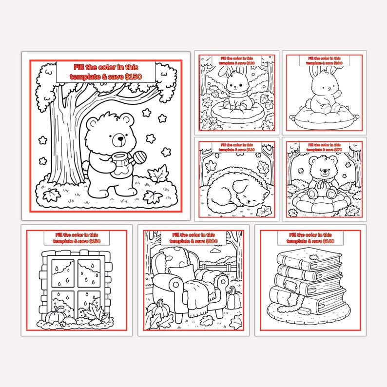 Kids Coloring Saving Challenge Book, Printable PDF, 102 Templates, Fun ...