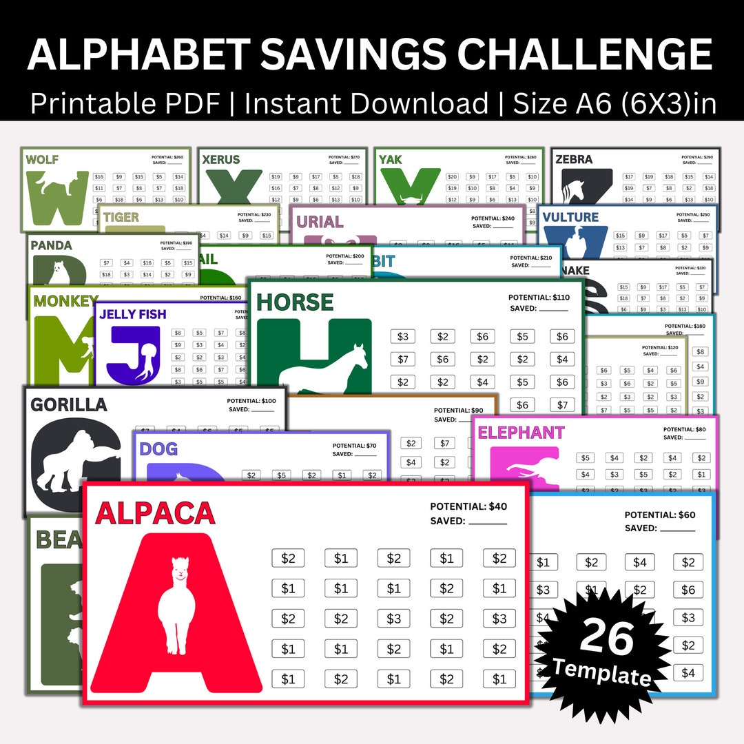 Alphabet Letter Savings Challenge Printable, Low Income Saving ...