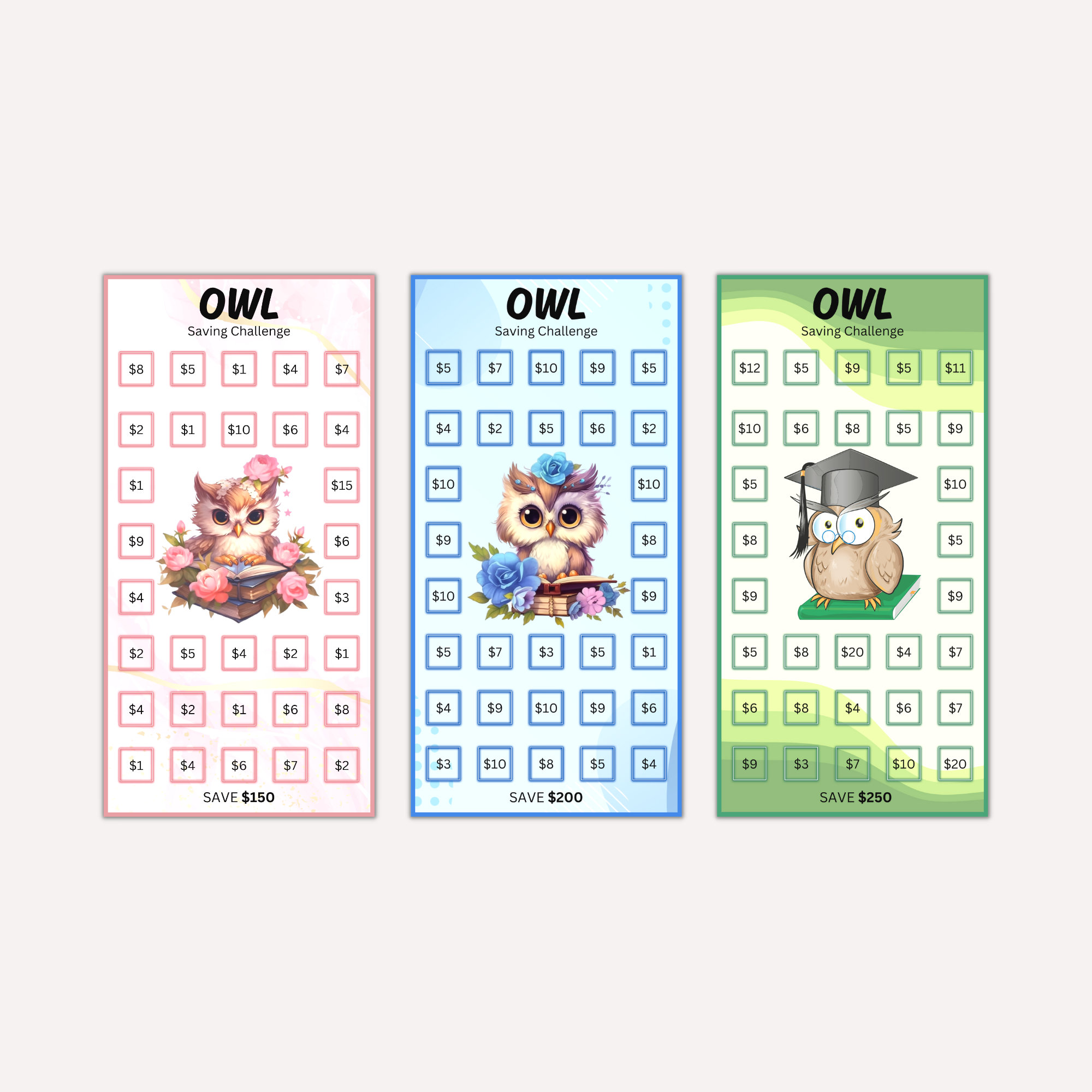 Owl Savings Challenge Printable, A6 Mini Owl Saving Challenge, Money ...