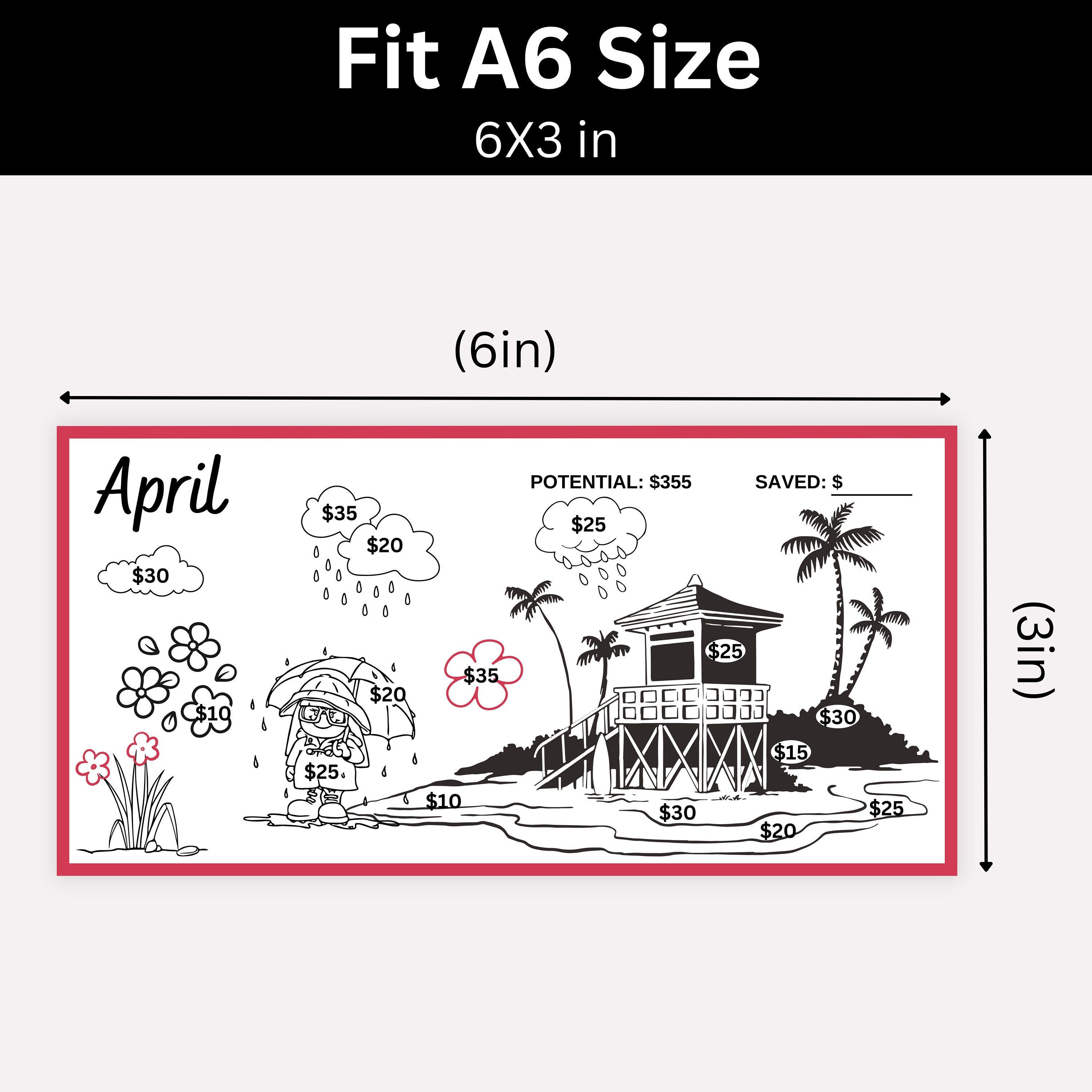 12-month Color Save A6 Savings Challenge Printable Bundle, Fits A6 ...