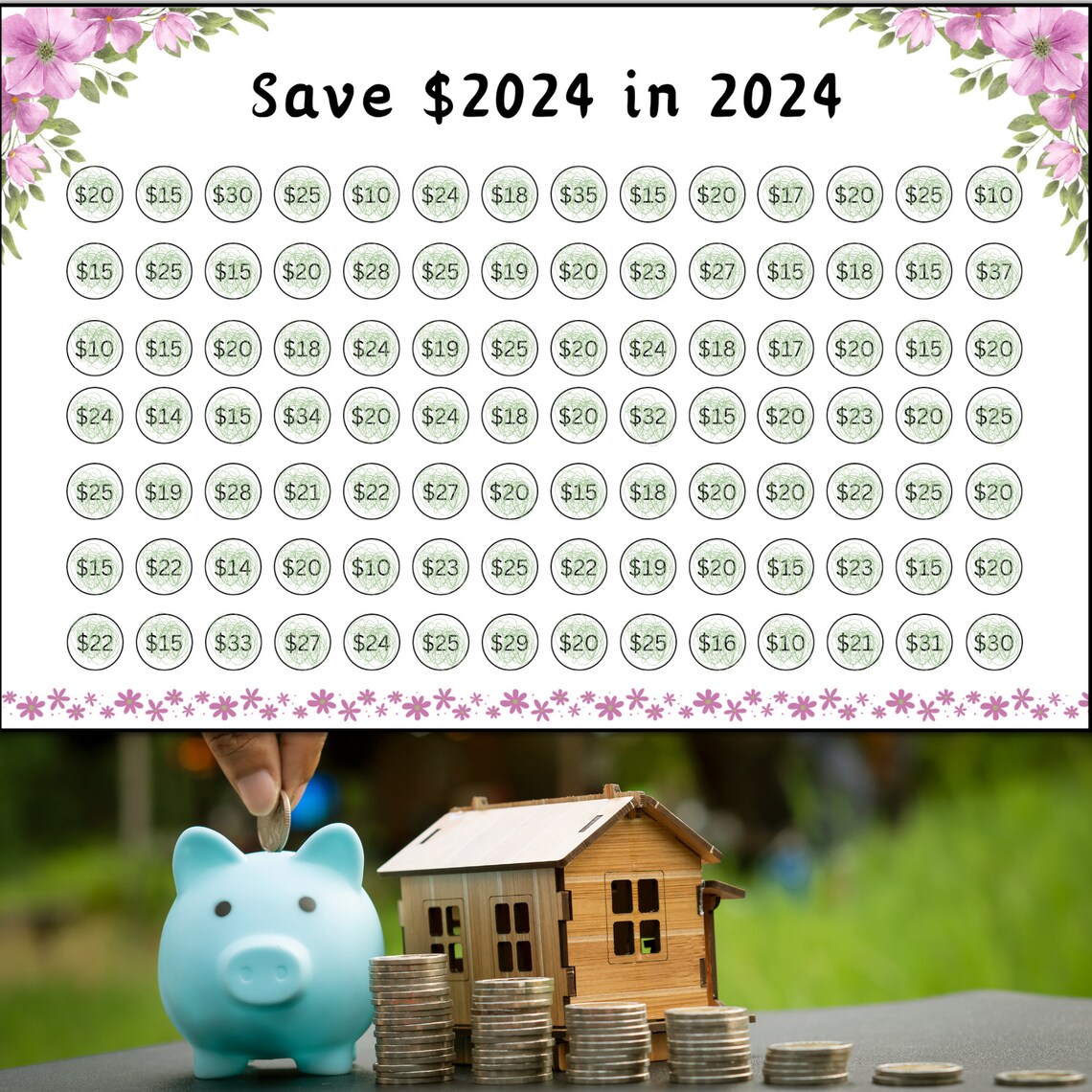 2024 Saving Challenge Printable, Save 2024 in 2024, 2024 Money Saving ...