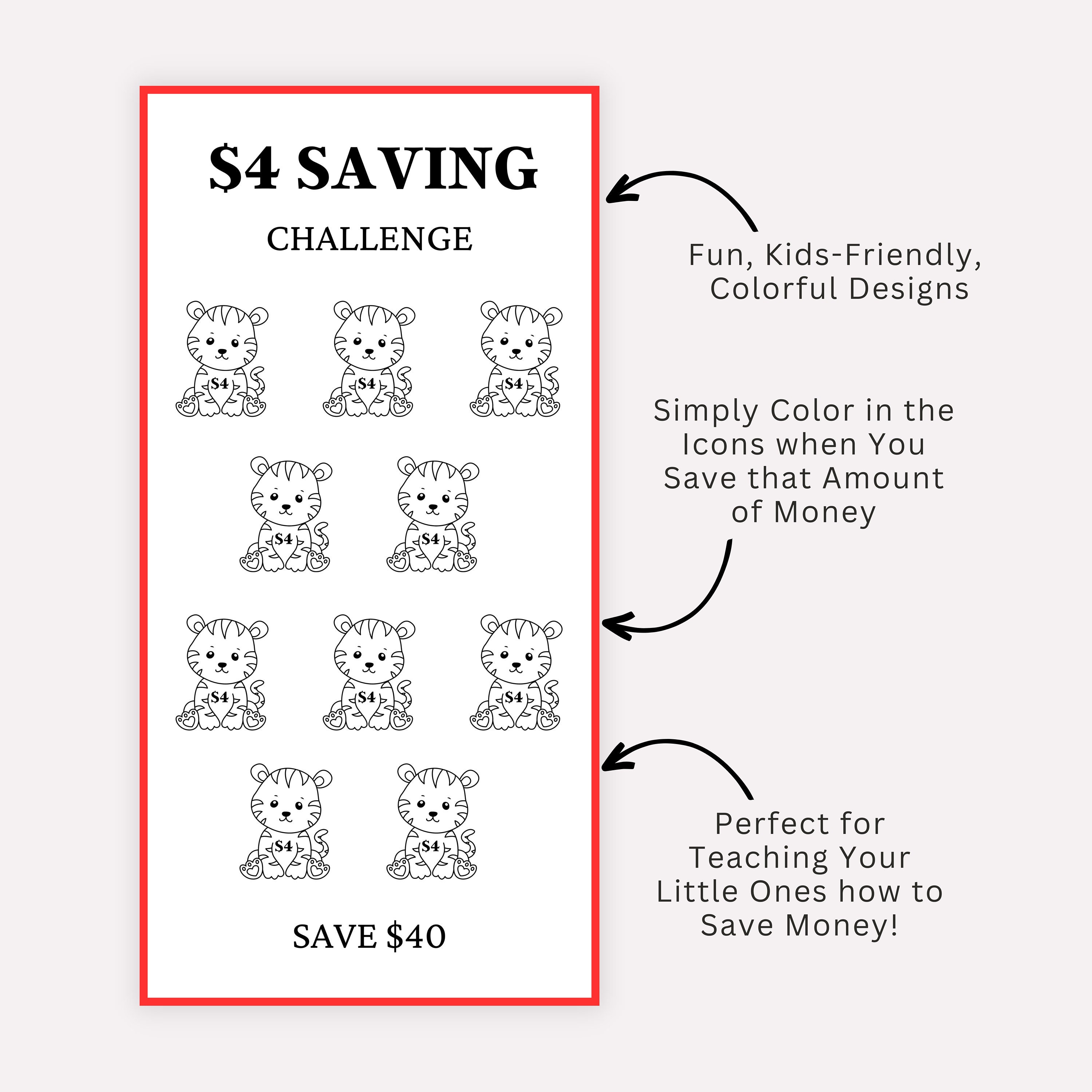 Kids Savings Challenge Printable, Mini A6 Kids Coloring Book for Saving ...