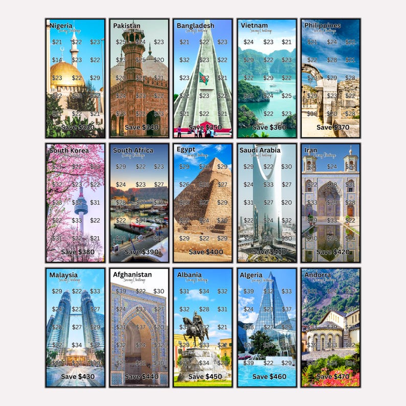 50 Country Travel Vacation Savings Challenge Budget Binder ...