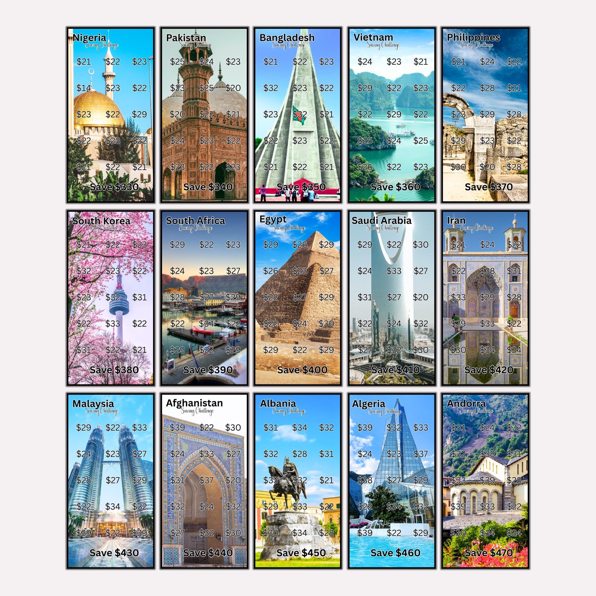 50 Country Travel Vacation Savings Challenge Budget Binder ...