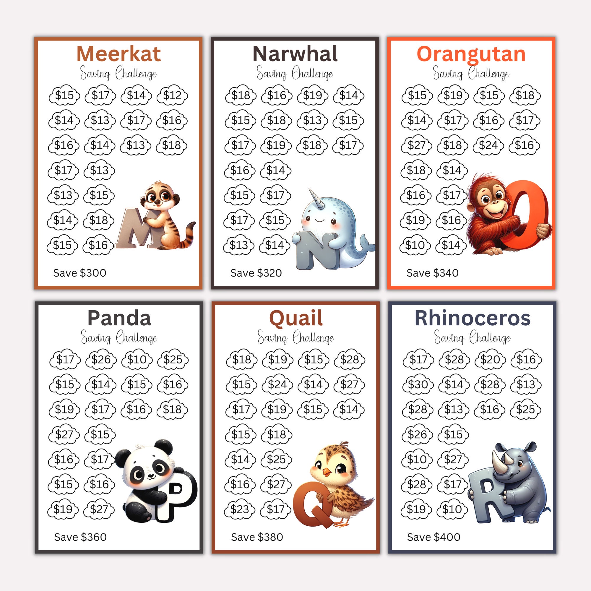 A6 Alphabet Low Income Savings Challenge Printable, Alphabets Saving ...