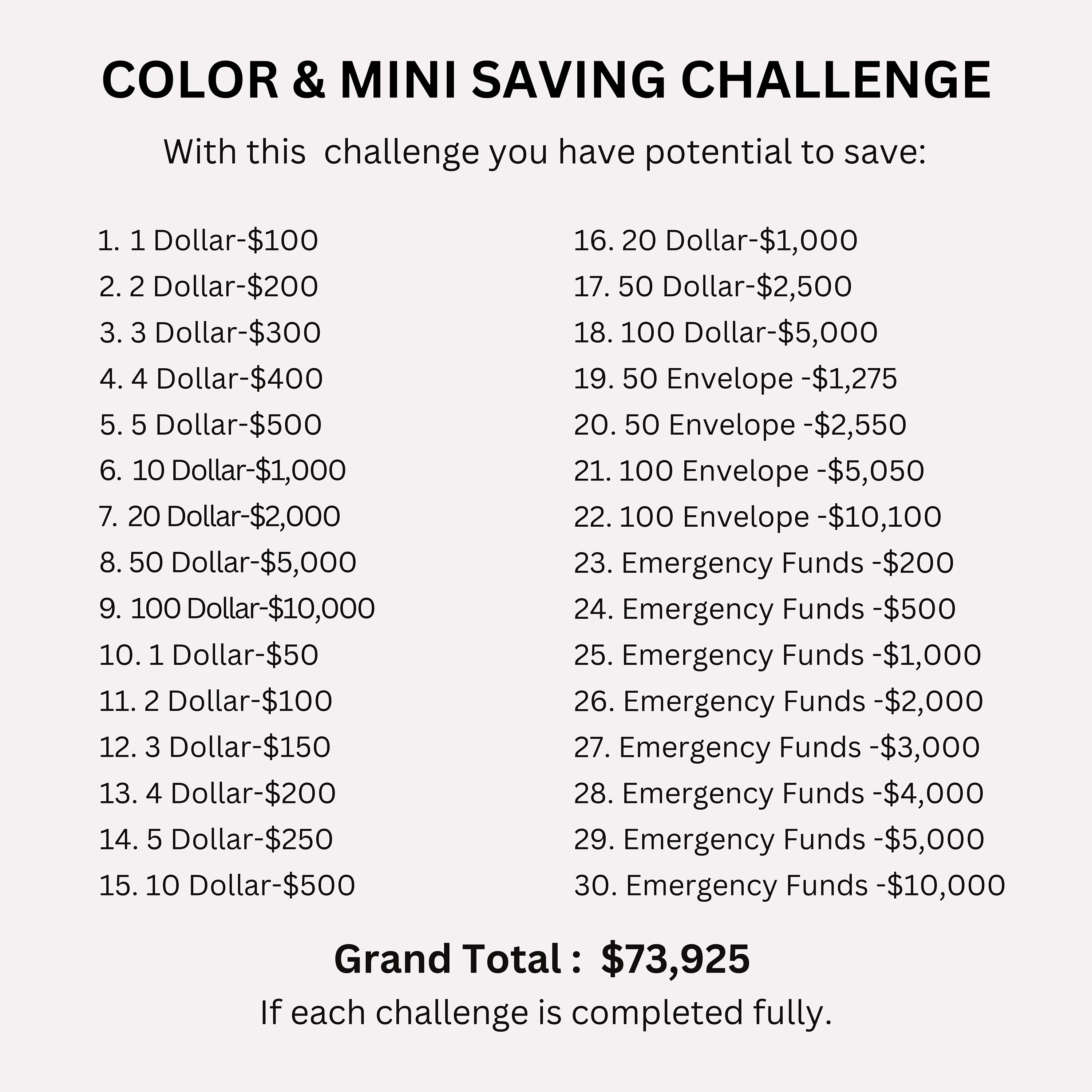 Money Savings Challenge Tracker Printable, Savings Challenges Printable ...