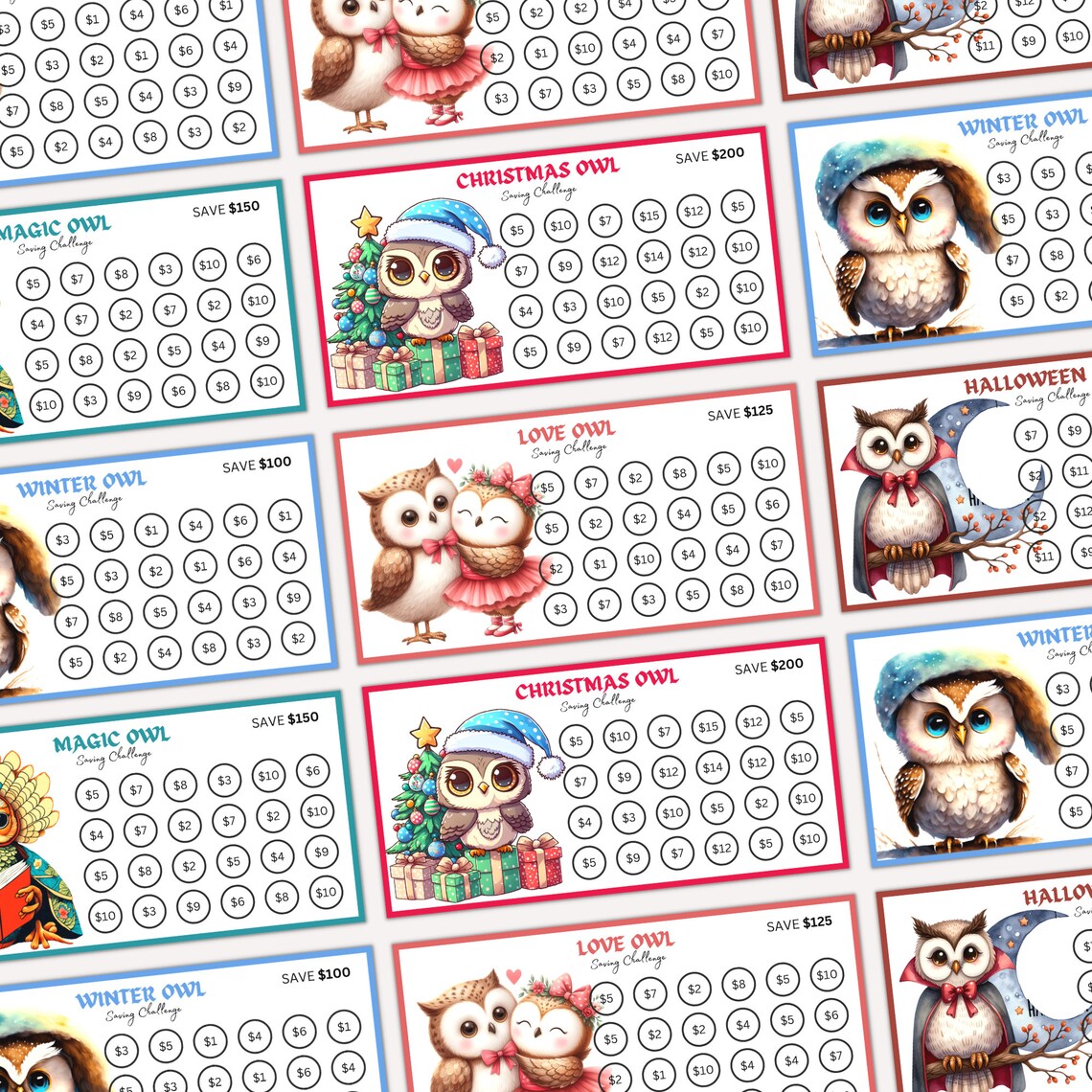 Owl Savings Challenge Printable, A6 Mini Owl Saving Challenge, Money ...
