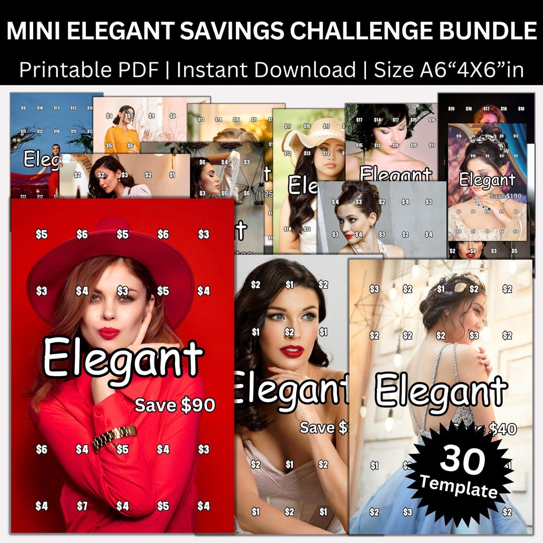 Elegant Cute Girls Saving Challenge Printable Bundle, Beauty Girl ...