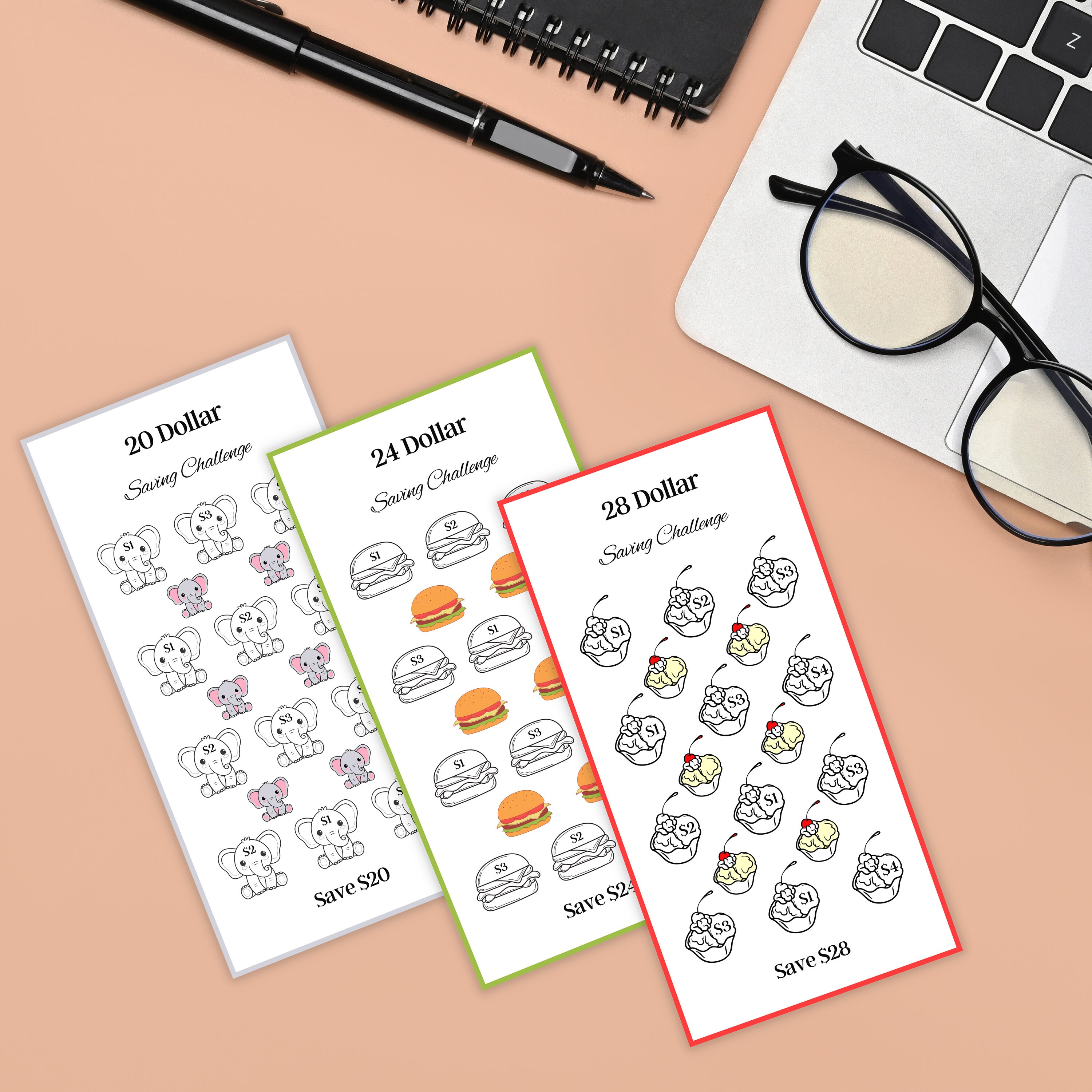 Kids Money Savings Challenge Printable, A6 Kids Mini Saving Challenges ...