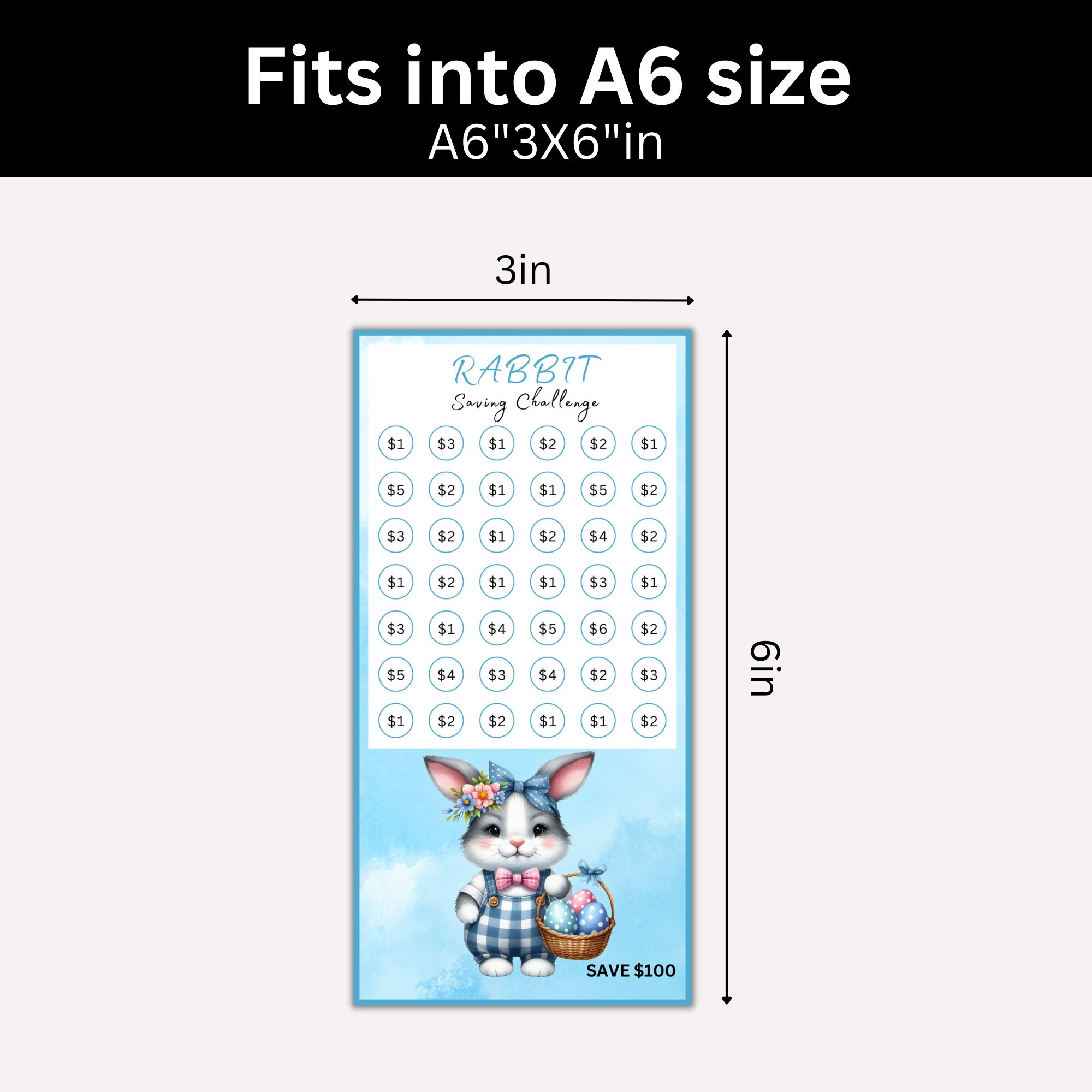 Rabbit Savings Challenge Printable, Bunny Mini Saving Challenges, A6 ...