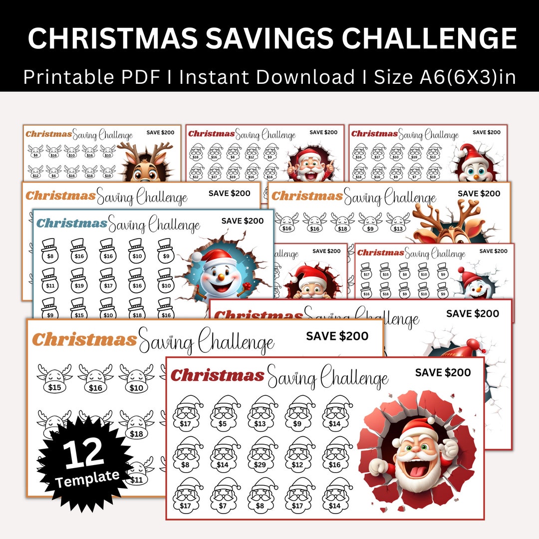 Christmas Savings Challenge Printable, Mini A6 Christmas Saving ...