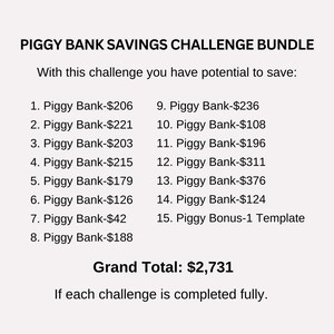 Piggy Bank Savings Challenge Printable Bundle, A6 Low Income Piggy ...