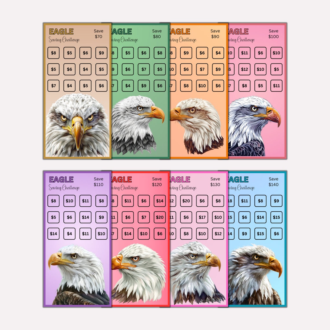 Eagle Savings Challenge Printable, Mini A6 Eagles Saving Challenge, A6 ...