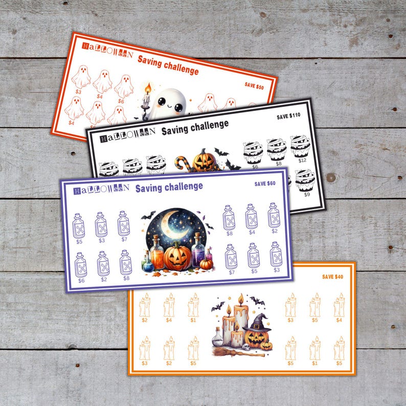 Halloween Savings Challenge Printable Bundle, Low Income Spooky Saving ...