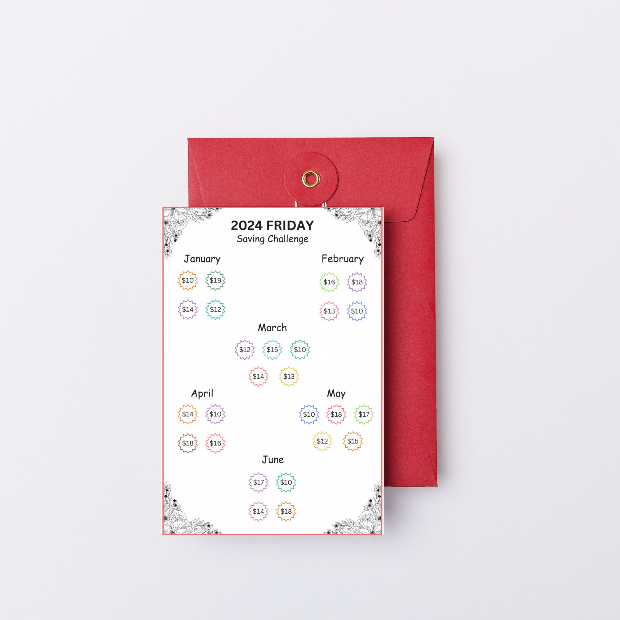 2024 Friday Savings Challenge Printable, Every Friday Saving Challenge ...