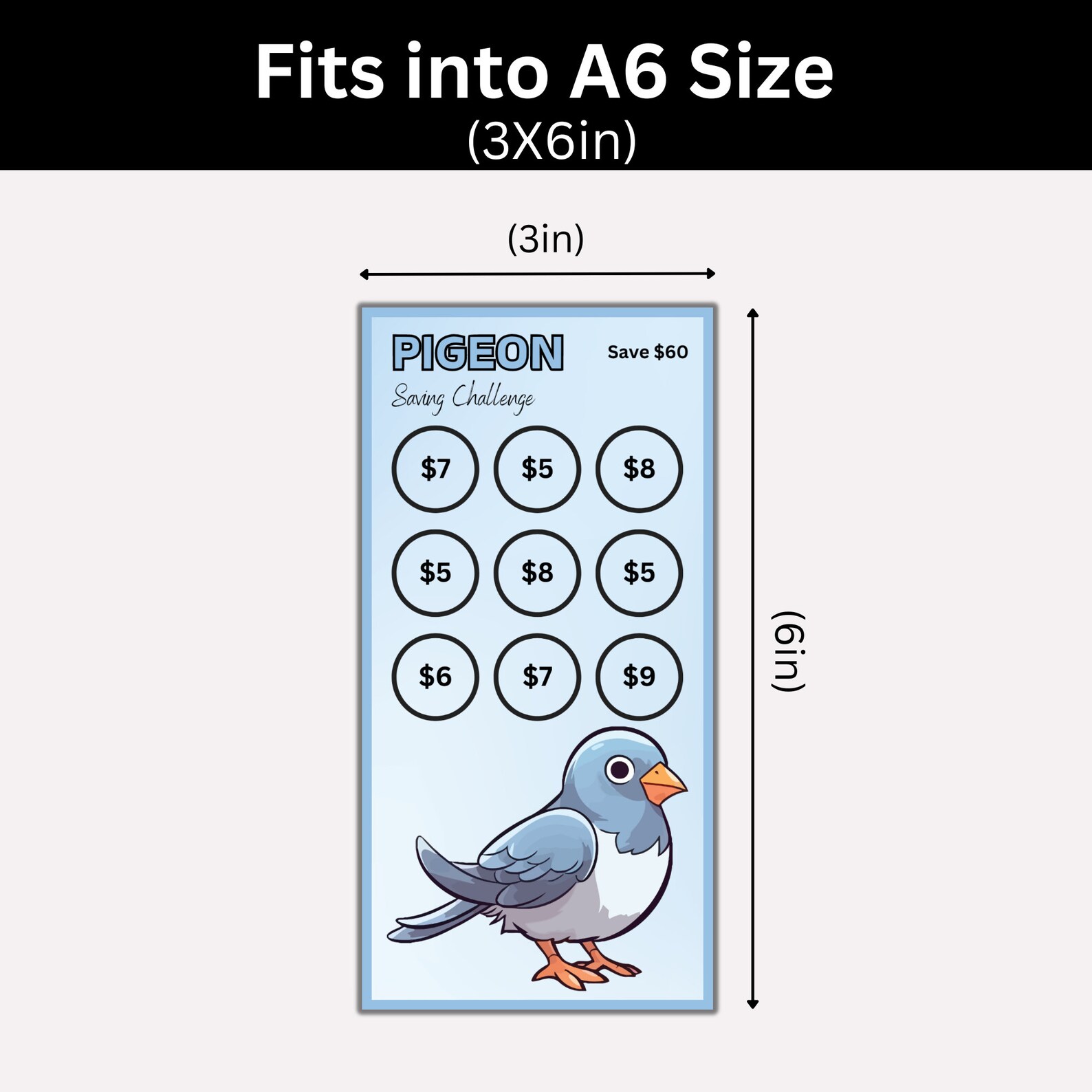 Pigeon Savings Challenge Printable, Mini A6 Pigeon Saving Challenge, A6 ...
