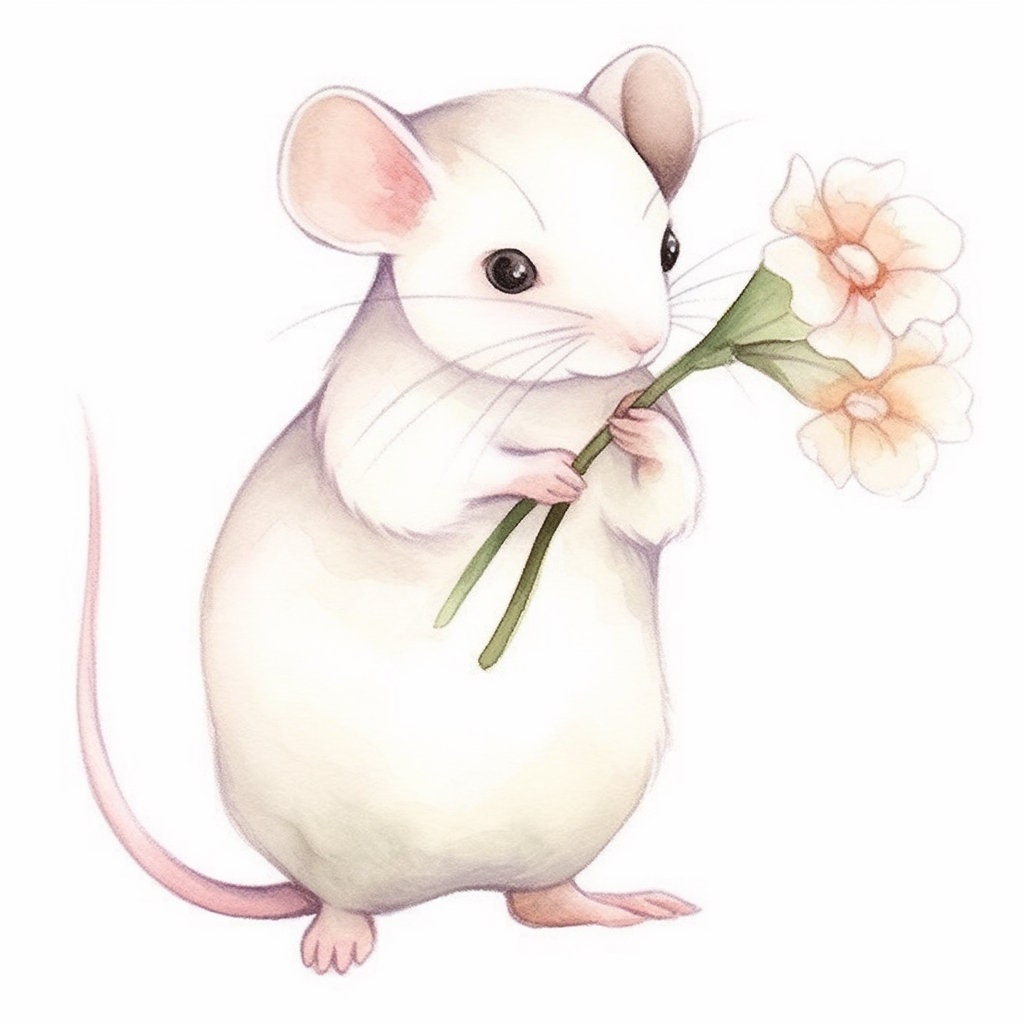 Mouse and Flower Clipart Set JPG Sublimation Design Mouse - Etsy