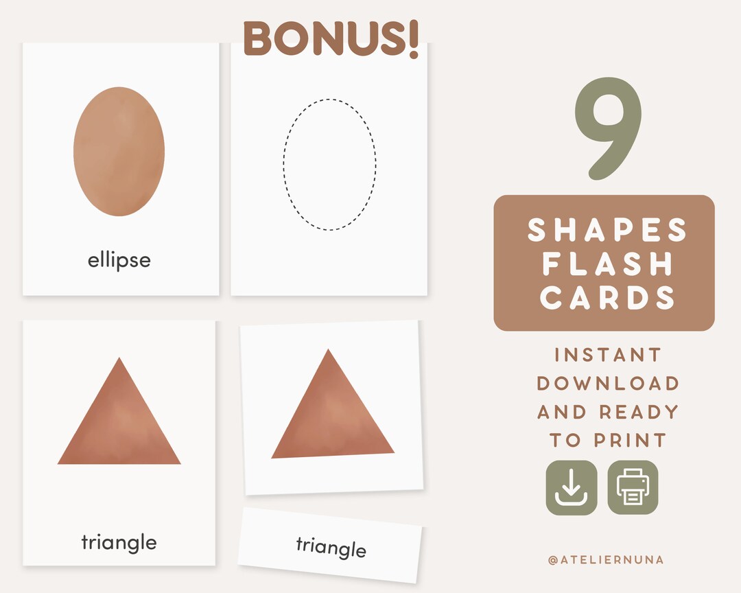 9 Shapes Flash Cards Geometric Shapes Homeschool Printables - Etsy