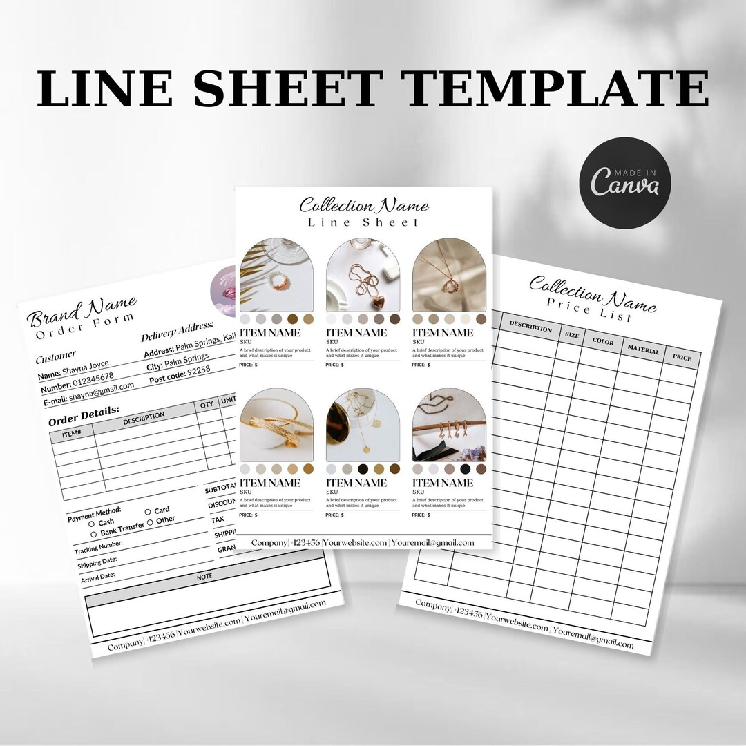 Wholesale Line Sheet Template Line Sheet for Wholesale Price List ...