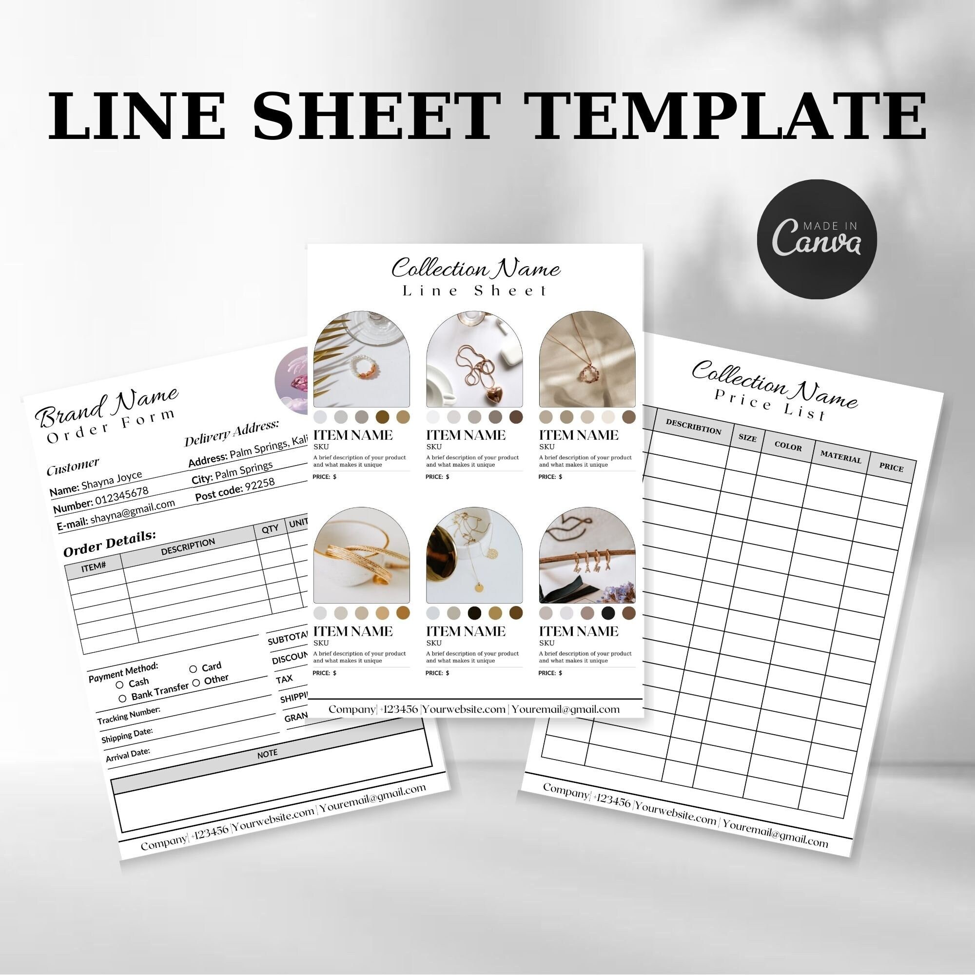 Wholesale Line Sheet Template Line Sheet for Wholesale Price - Etsy UK