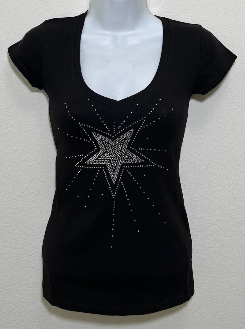 Handmade Rhinestone Star T-shirt - Etsy