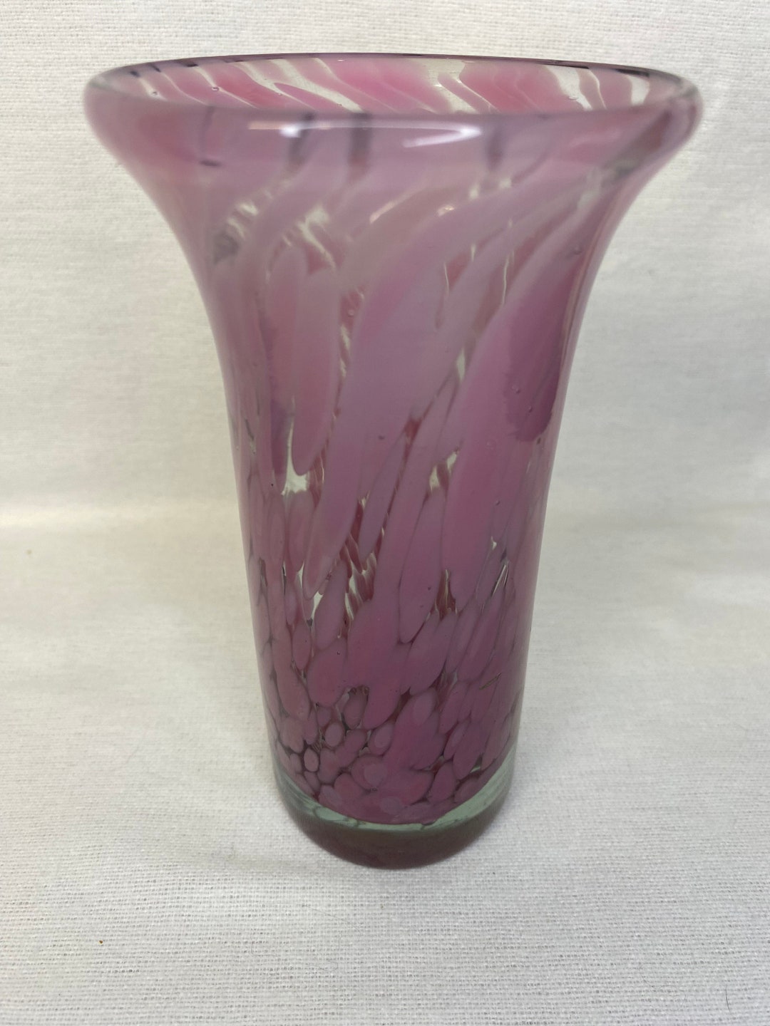 Vintage SIGNED Mdina Mottled Pink Vase - Etsy