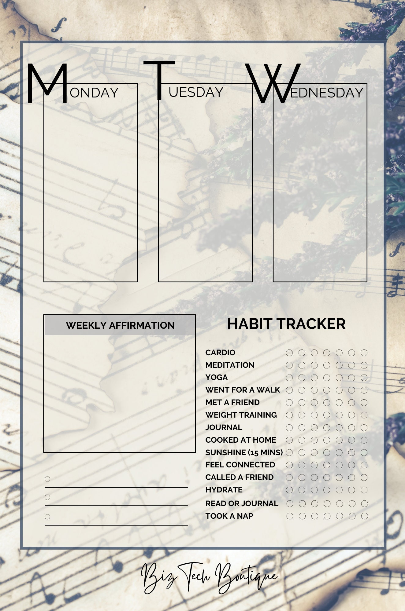 Music Inspired Digital Daily Weekly Planner Schedule Template - Etsy