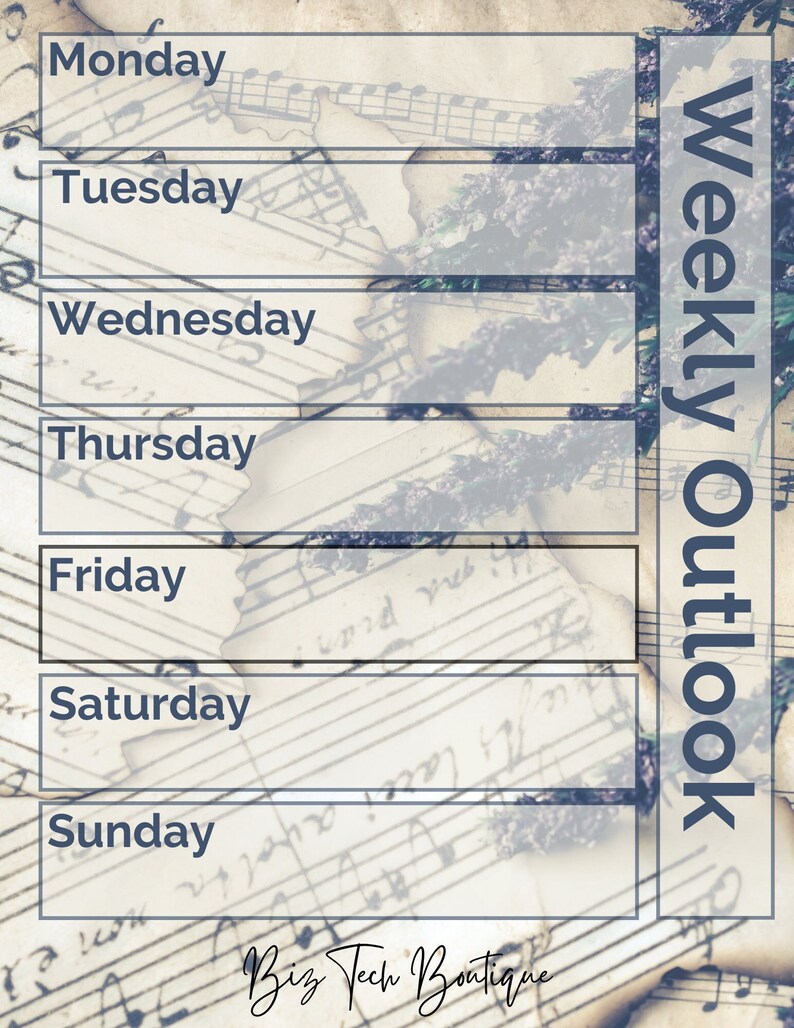 Music Inspired Digital Daily Weekly Planner Schedule Template - Etsy