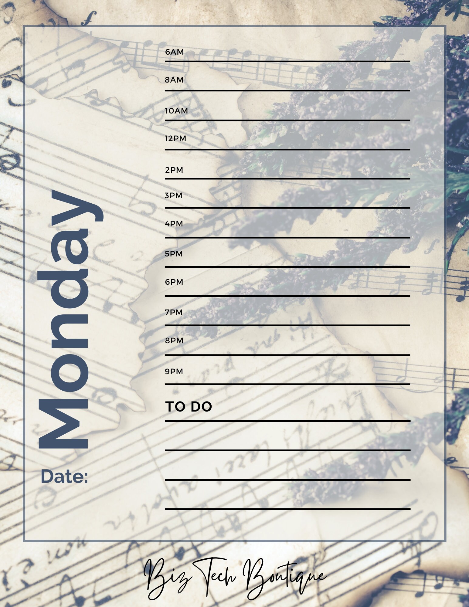 Music Inspired Digital Daily Weekly Planner Schedule Template - Etsy