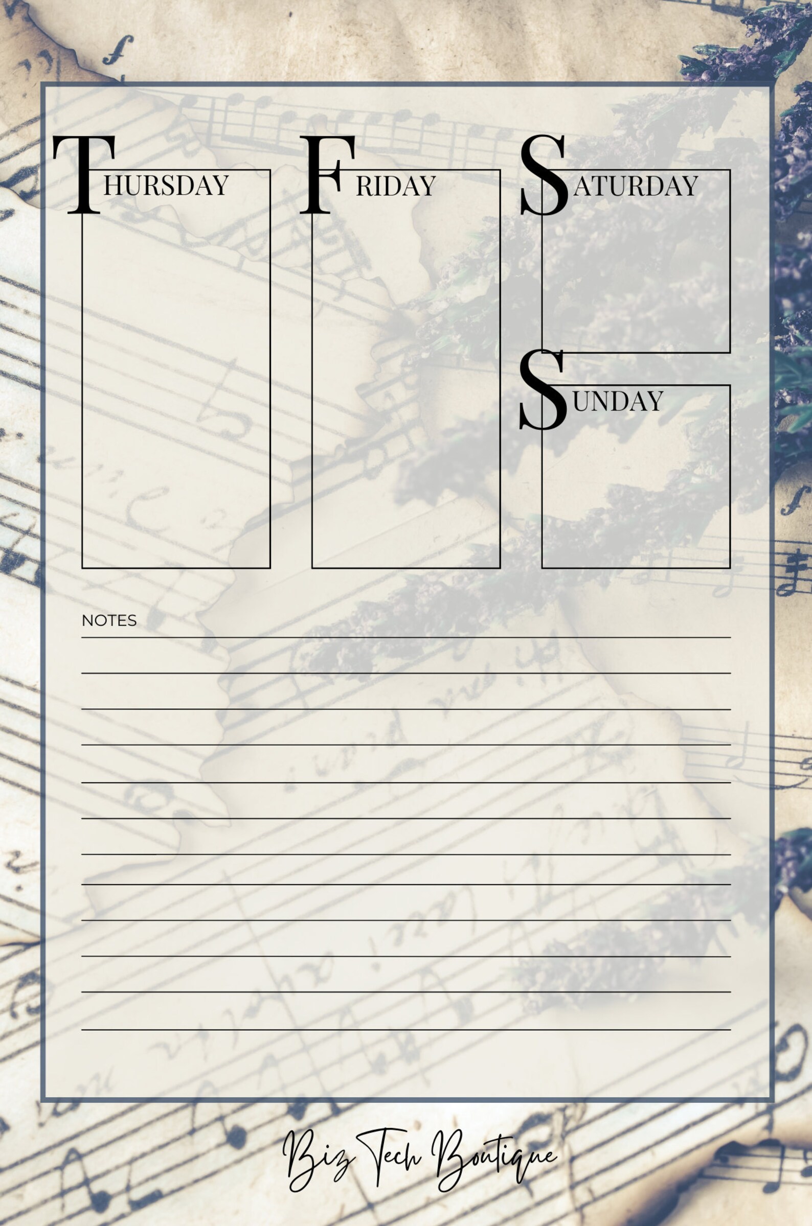 Music Inspired Digital Daily Weekly Planner Schedule Template - Etsy