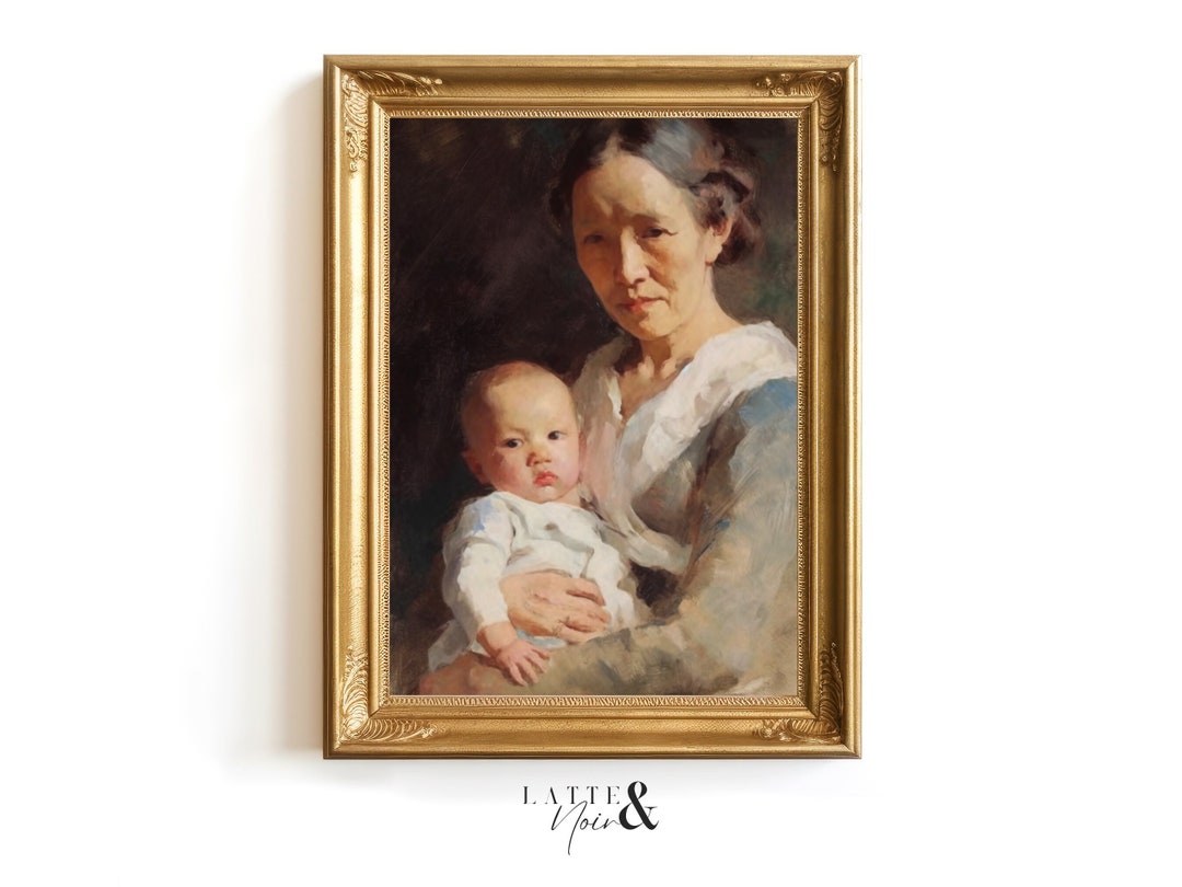 Generational Art Grandmother and Child Vintage-inspired Digital ...