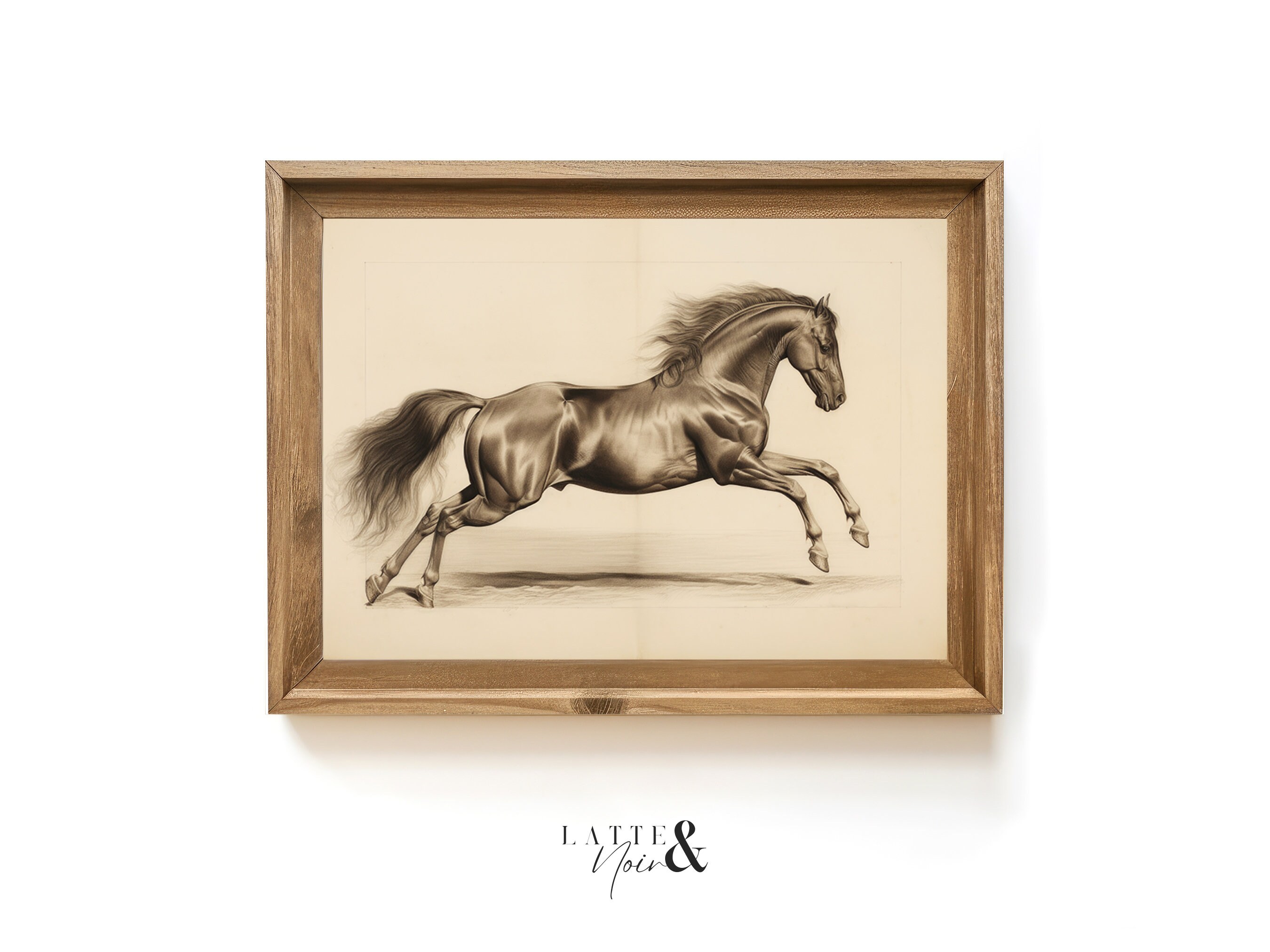 Galloping Horse Sketch Print Printable Wall Art Vintage Drawing Horse ...