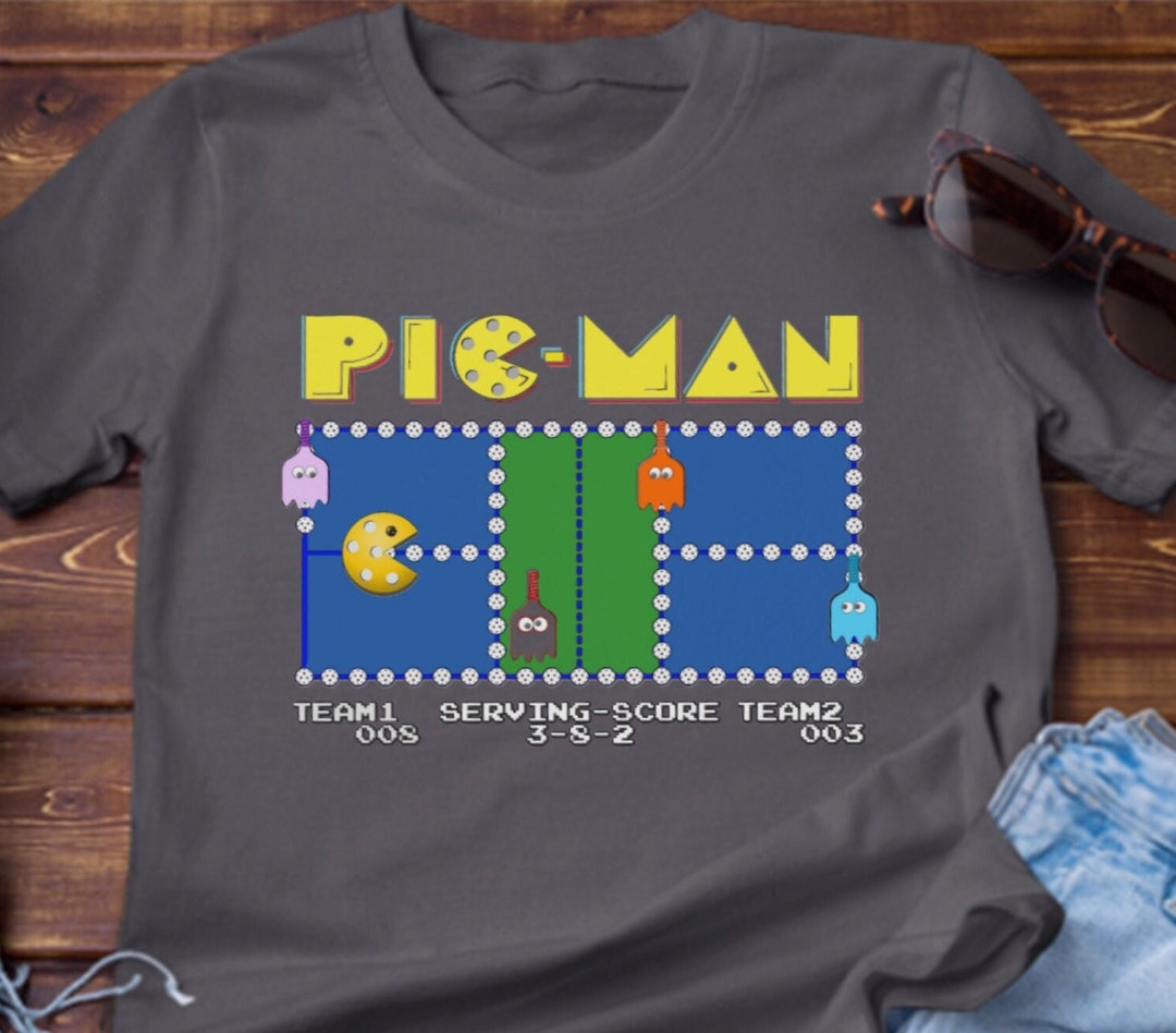 PIC-MAN Pickleball Video Game T-shirt. Dill Pickler. Paddle. Ball ...