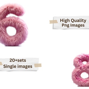Pink Fur Numerical PNG, Numbers 0-9 Clipart, Clip Art Bundle , Number ...