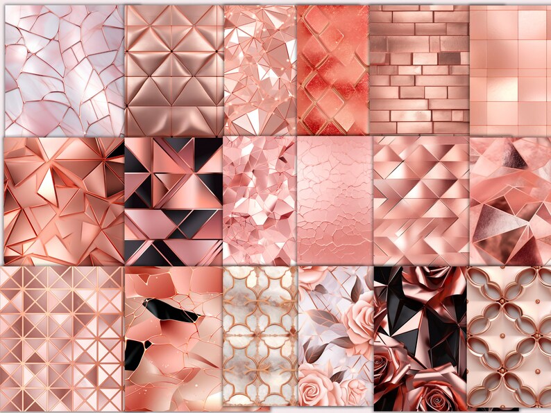 Luxury Rose Gold Digital Paper Pattern , Seamless Scrapbook Paper ...