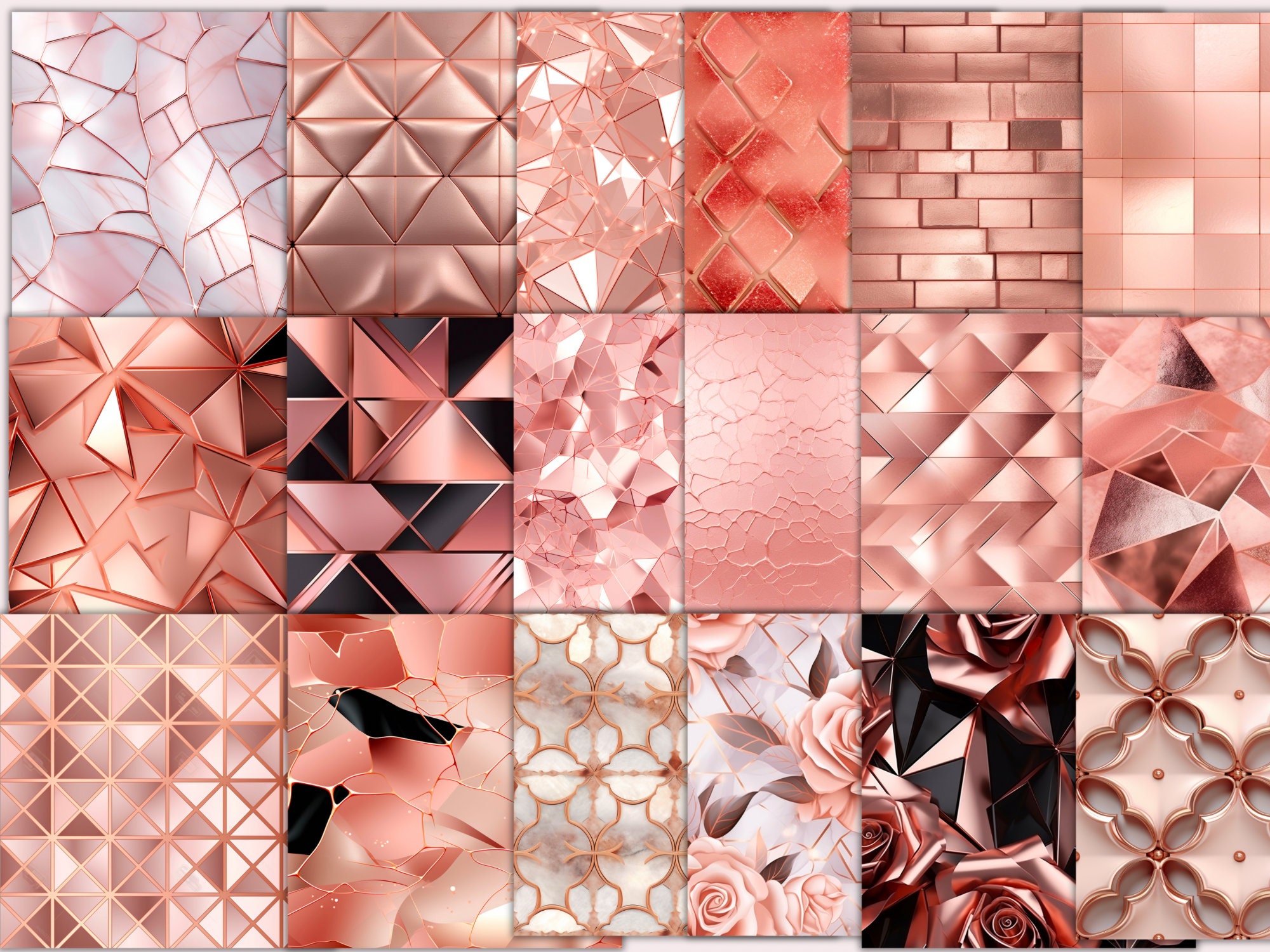 Luxury Rose Gold Digital Paper Pattern , Seamless Scrapbook Paper ...