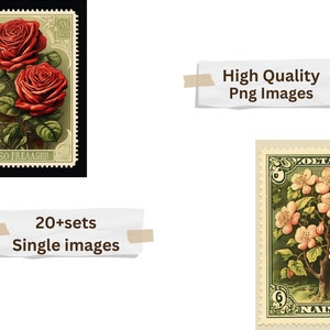 100 Retro Vintage Flowers Postage Floral Stamps,printable Old Postage ...