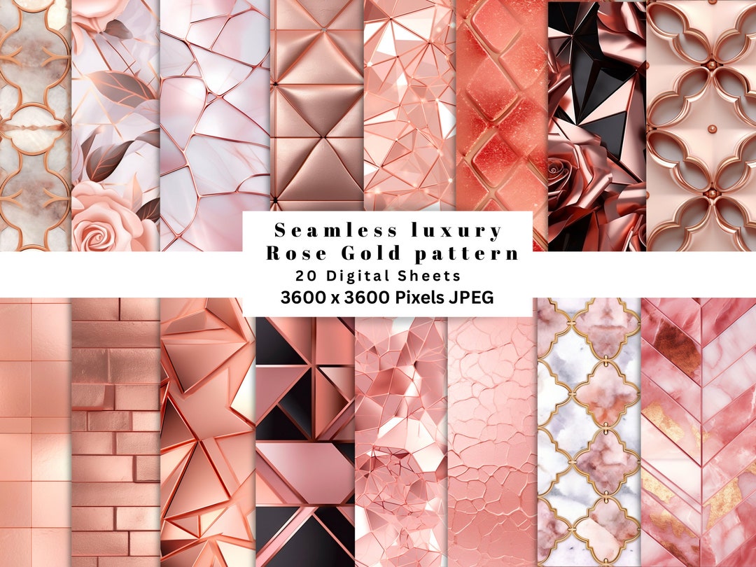 Luxury Rose Gold Digital Paper Pattern , Seamless Scrapbook Paper ...
