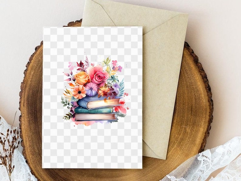 Floral Books Clipart Bundle Pack Commercial Use, Digital PNG Files ...