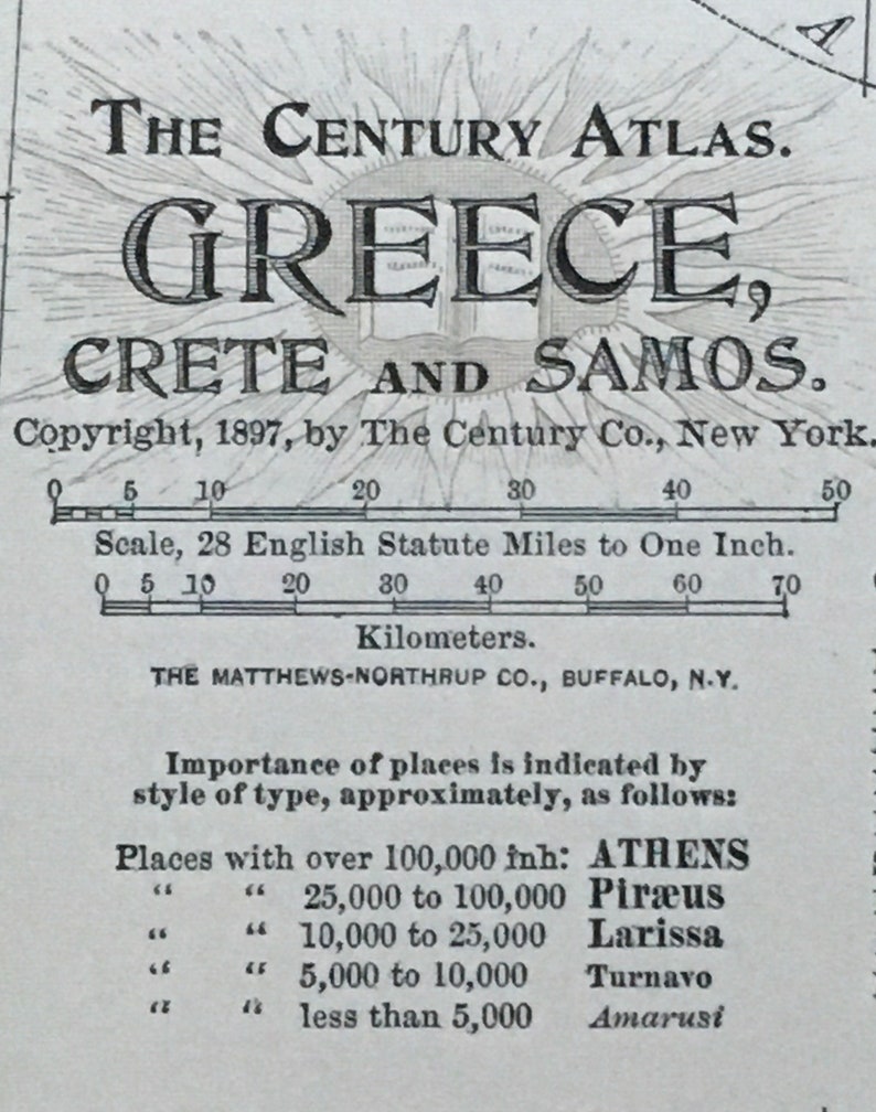 Antique Century Atlas Map of Greece - Etsy