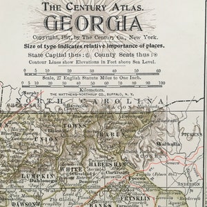 Antique Map Georgia, 1897 Map, Century Atlas, Savannah Georgia - Etsy