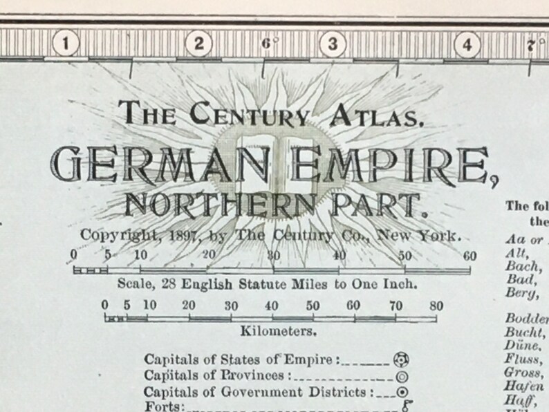 Antique Map Northern German Empire, Old World German Empire - Etsy