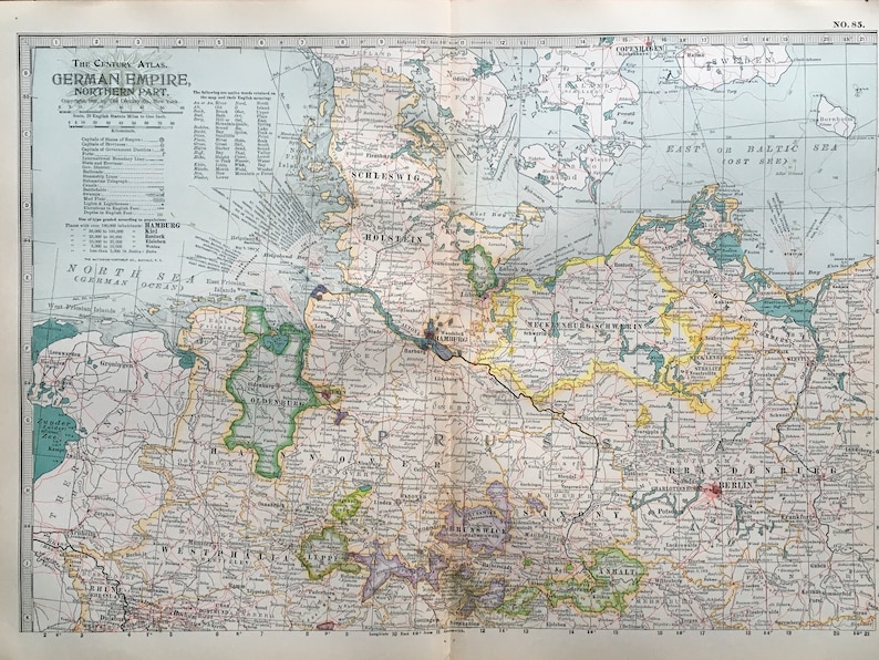 Antique Map Northern German Empire, Old World German Empire - Etsy