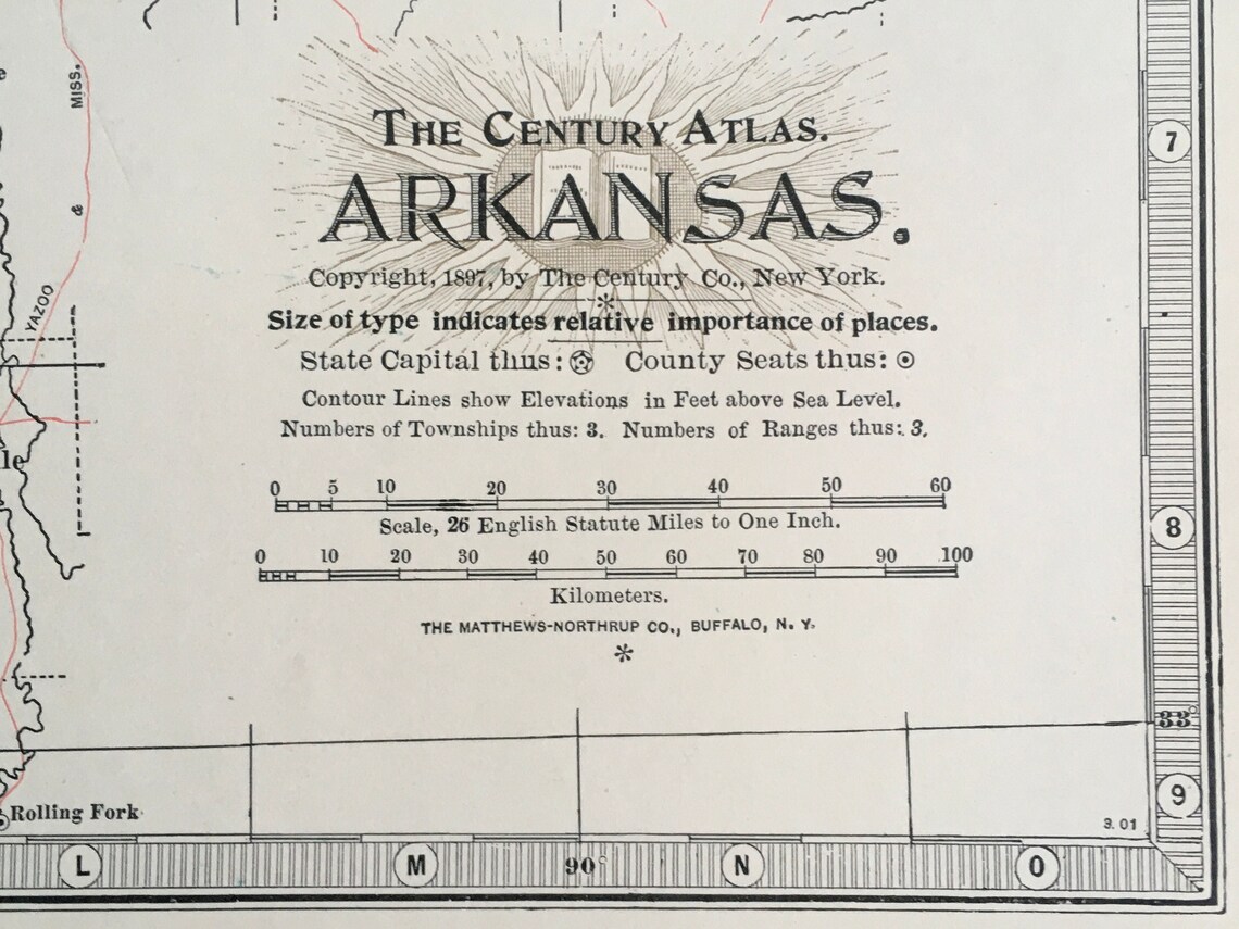 Antique Map Arkansas, C. 1897, Old World Map, Century Atlas - Etsy