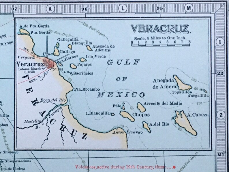 Antique Map Mexico, Old World Map Century Atlas 1800s - Etsy