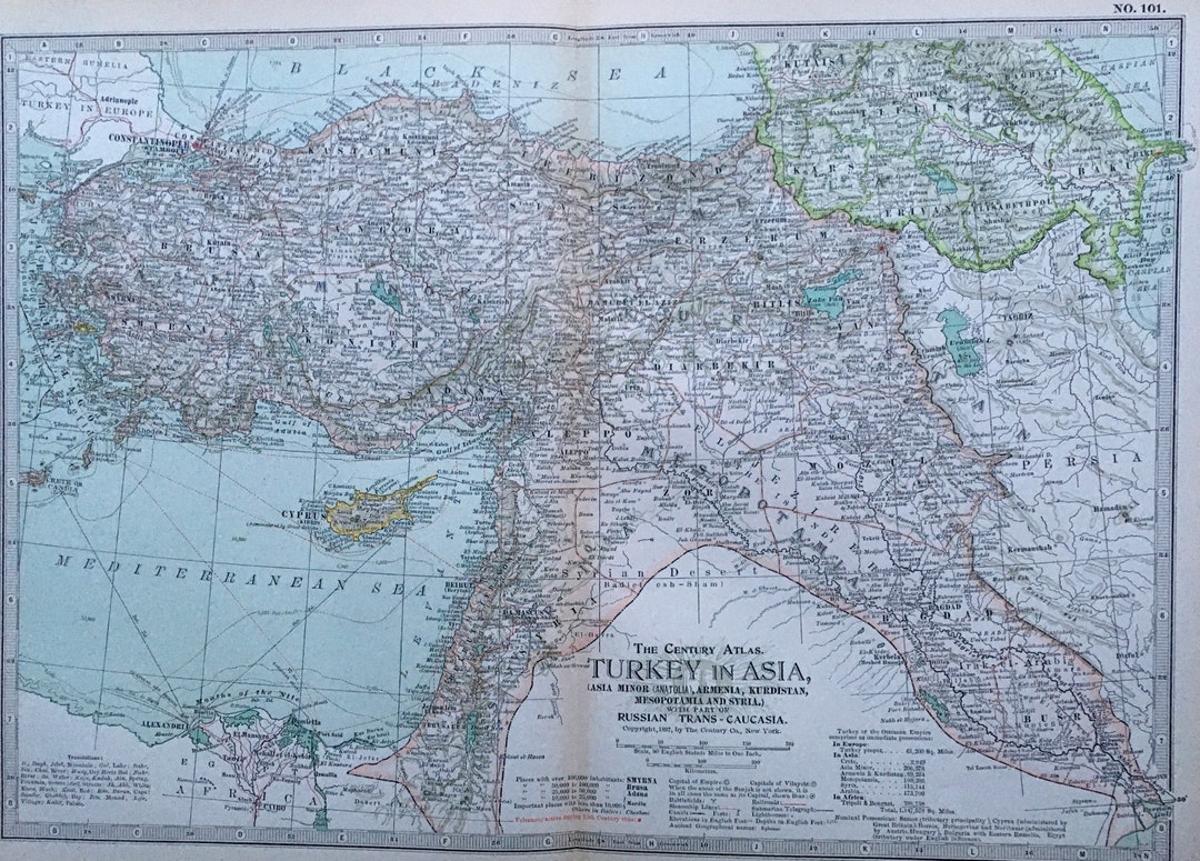 Antique Map Turkey - Etsy