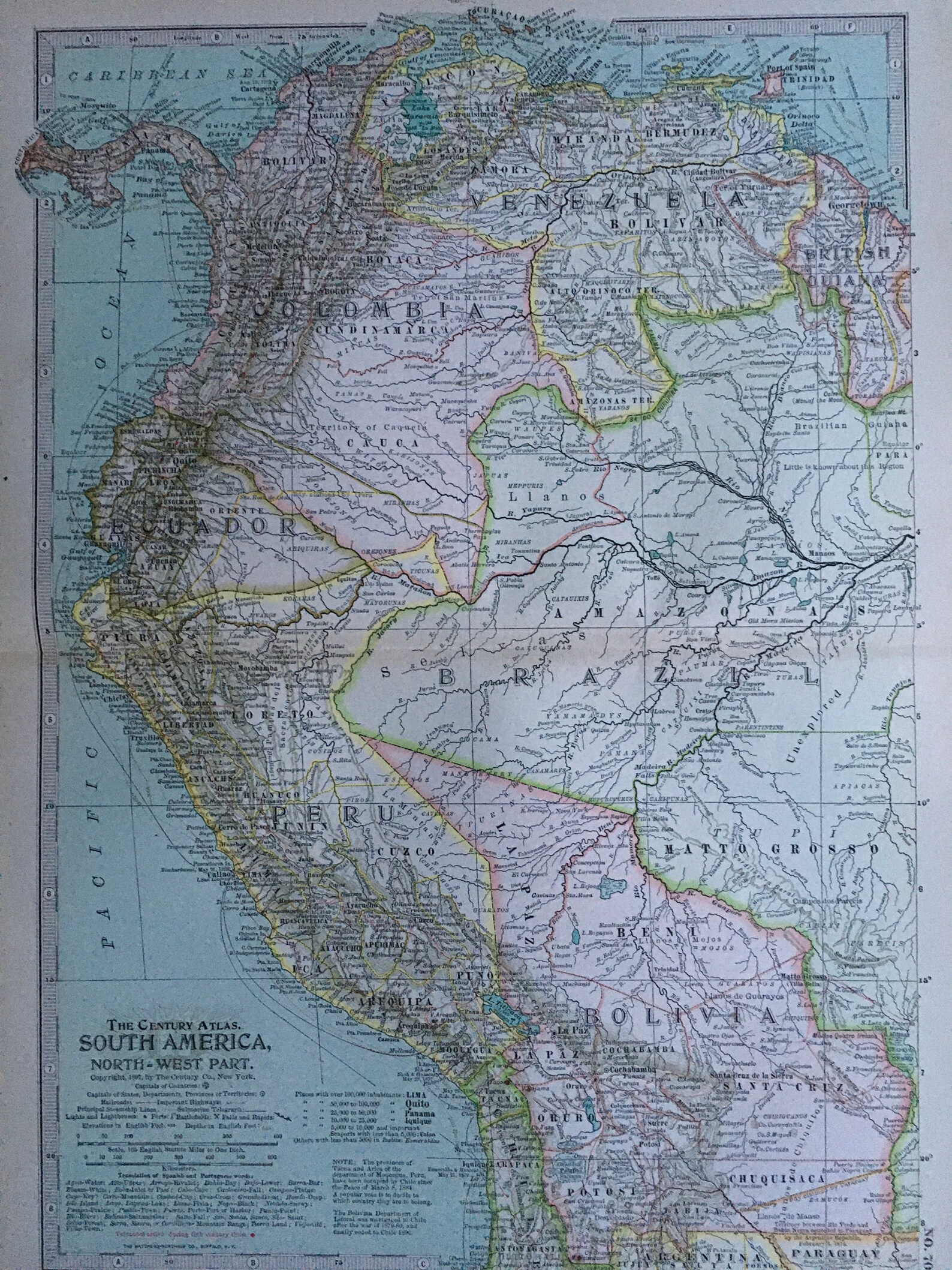 Antique Map South America, Norther Part, 1897 Map South America - Etsy