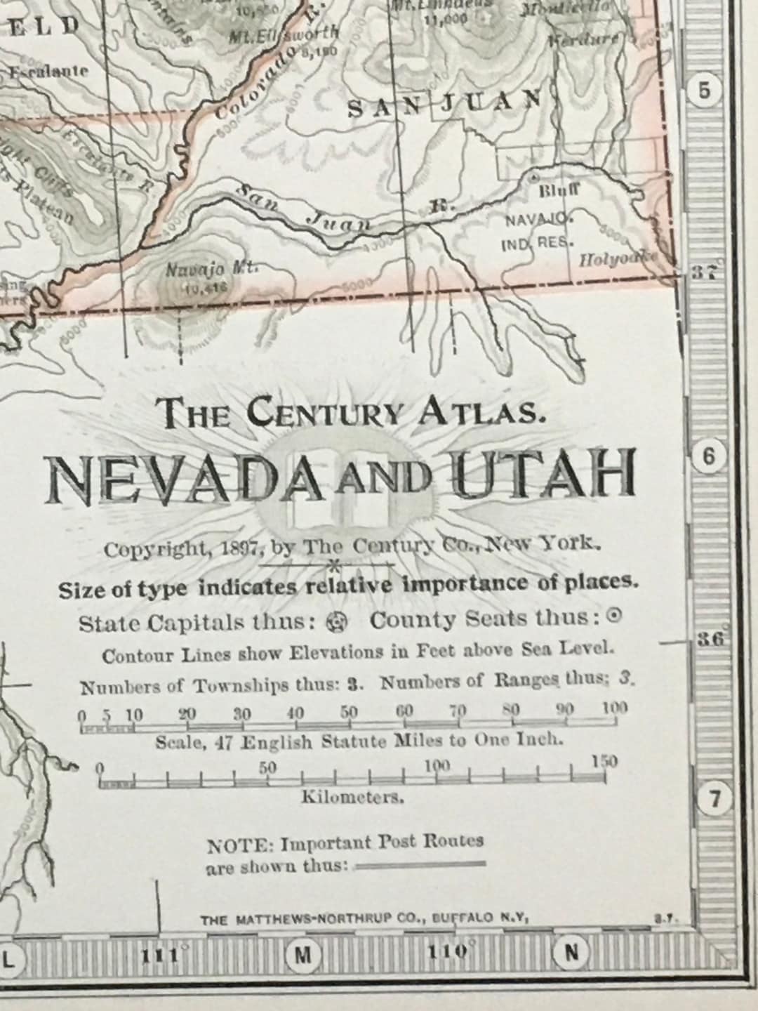Antique Map Nevada and Utah Map Nevada Map Utah 1800s Map - Etsy