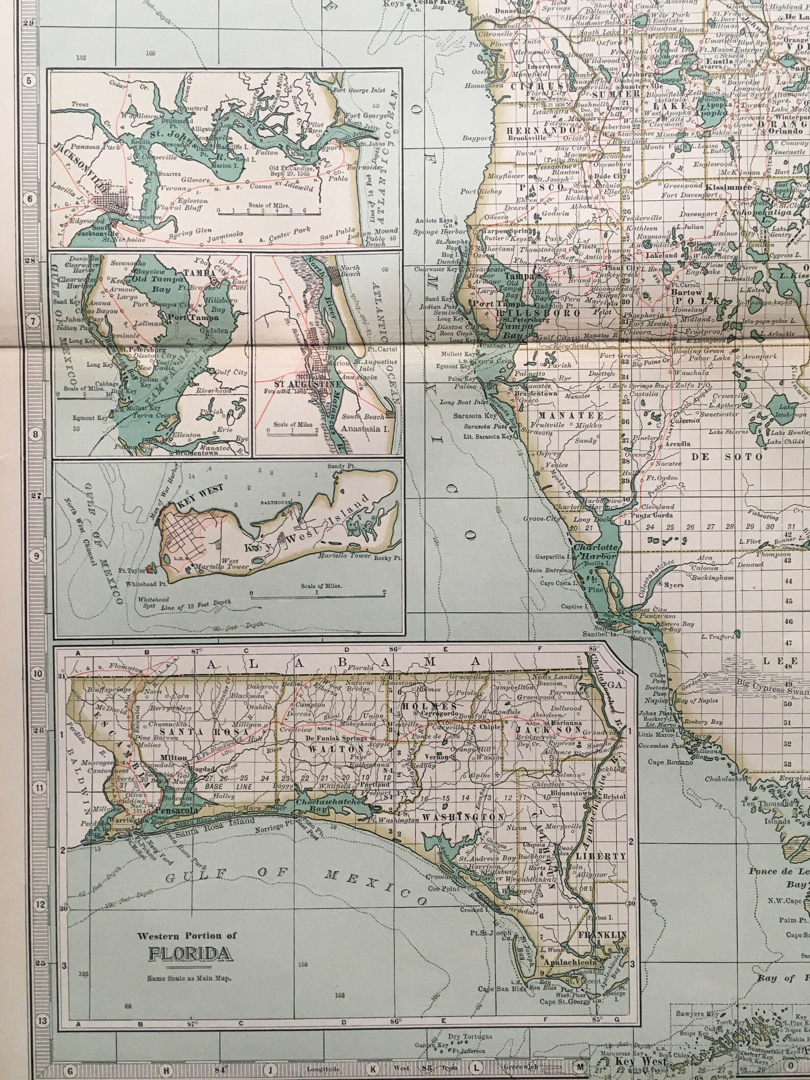 Antique Map Florida, 1800s Map, Century Atlas, Old World Map - Etsy